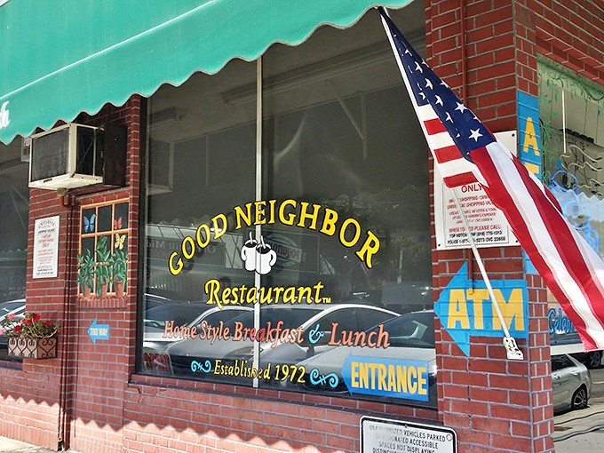 The green awning of Good Neighbor Restaurant beckons like an old friend on Ventura Boulevard, promising home-style comfort without the pretension.