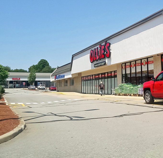 The unassuming storefront of Ollie's in Waterford hides a treasure trove of bargains within, like a discount speakeasy that everyone's invited to.