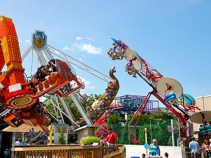 Colorful thrill rides stand ready for action at Funland, where summer memories are manufactured daily on Rehoboth's beloved boardwalk.