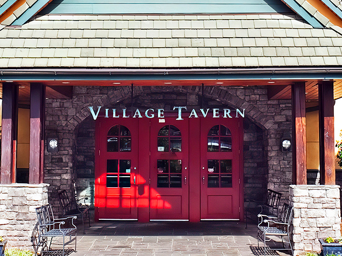 Those iconic red doors might as well have a sign that reads "Prime Rib Pilgrimage Starts Here." The stone fa&ccedil;ade and peaked roof promise comfort before you even step inside.