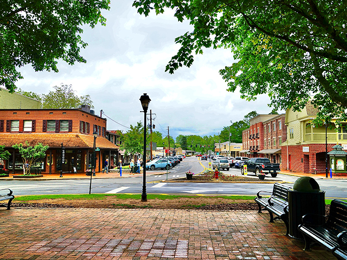 Dahlonega's historic square welcomes visitors with brick-lined streets and charming storefronts that look like they're waiting for a movie crew to yell "action!"
