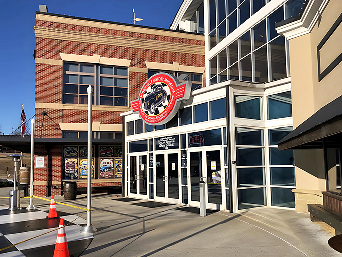 The Georgia Racing Hall of Fame's striking facade welcomes speed enthusiasts with its checkered entrance plaza&mdash;like rolling out the red carpet, but for people who prefer burning rubber.