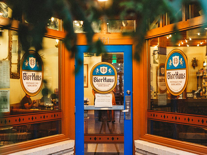 The blue door beckons like a portal to Bavaria, right in downtown Coeur d'Alene. Those red geraniums aren't just for show&mdash;they're practically shouting "Willkommen!"