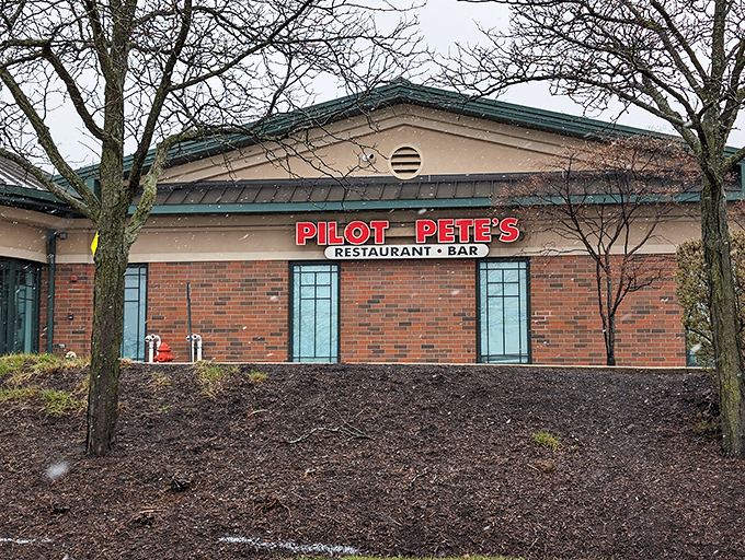 The unassuming exterior of Pilot Pete's in Schaumburg hides a wonderland of aviation treasures and culinary delights waiting inside.