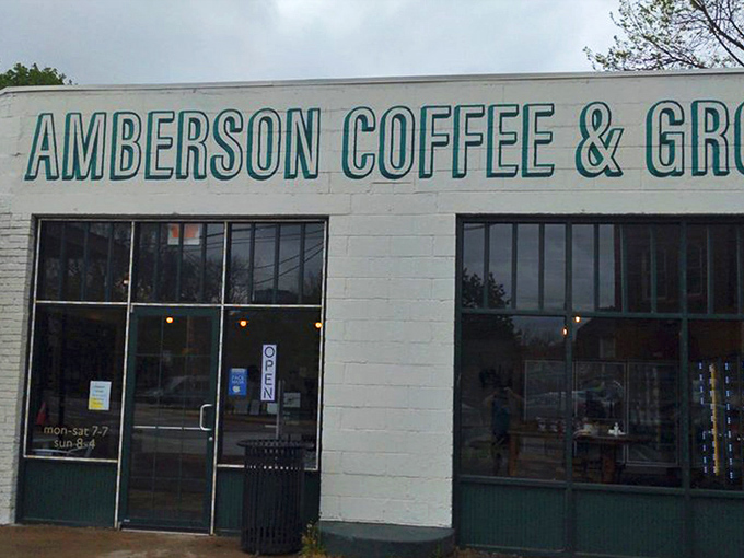 The white brick facade of Amberson Coffee & Grocer stands like a caffeinated beacon of hope in Indianapolis, promising liquid salvation to weary souls.