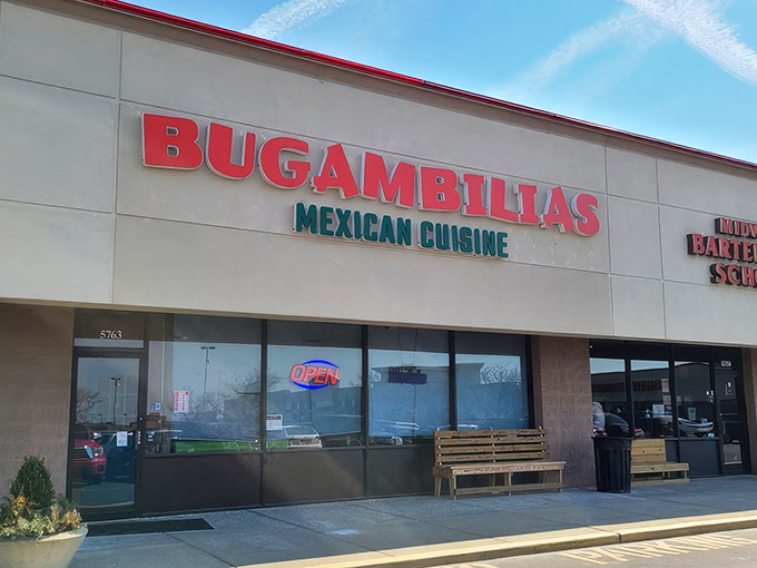 The unassuming storefront might fool you, but that bold red sign is like a beacon calling to serious enchilada enthusiasts across the Hoosier state.