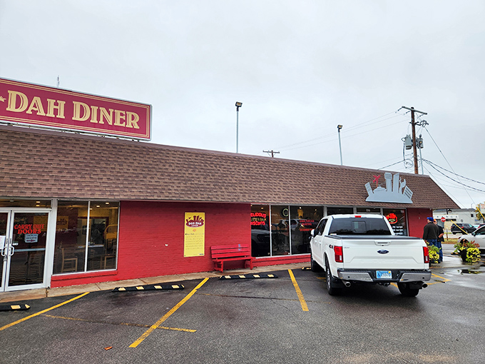 The unassuming red exterior of Doo-Dah Diner stands like a beacon of breakfast hope amid Wichita's landscape. Good food doesn't need fancy architecture.