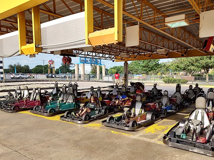 The ultimate childhood fantasy realized: go-karts that actually go fast enough to make your cheeks flap in the wind. 