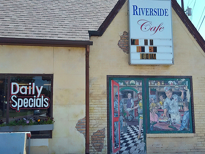 The unassuming exterior of Riverside Cafe hides culinary treasures within. Like finding a diamond in your breakfast cereal, the surprise is worth it.