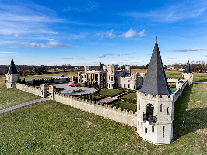 A medieval fortress rising from Kentucky bluegrass country? Your eyes aren't deceiving you&mdash;this stone castle complete with turrets and battlements is the real deal.