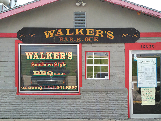 Walker's BBQ stands like a smoke-scented beacon of hope for hungry travelers. That massive smoker isn't just equipment&mdash;it's a declaration of serious barbecue intentions.
