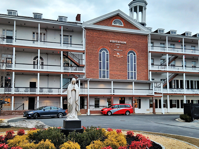 The historic brick fa&ccedil;ade of Wye Oak Tavern stands proudly in Frederick, its tall windows like eyes that have witnessed centuries of Maryland history.