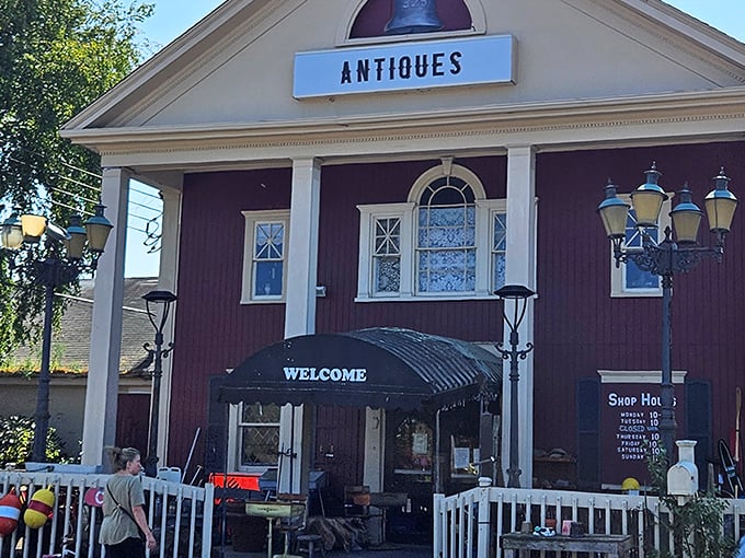 The former church turned treasure trove stands proudly on Route 6A, its crimson exterior and stately columns beckoning curious explorers to step back in time.