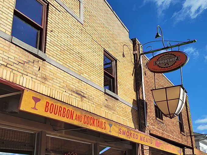 The unassuming brick exterior of Union Woodshop hides a smoky paradise within. Like finding a treasure map in your attic&mdash;the adventure begins here.