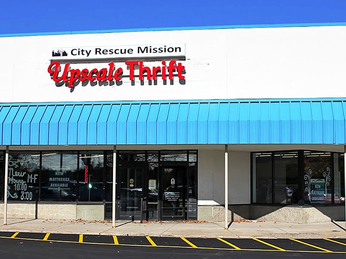 That iconic blue awning signals treasure-hunting territory ahead. Like a retail oasis in Lansing's shopping landscape.