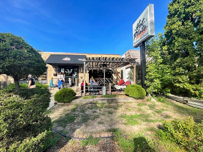 Hot Plate's unassuming exterior hides a breakfast paradise that proves the old adage: never judge a restaurant by its awning.