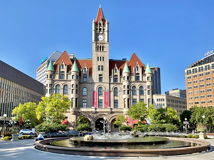 The Landmark Center's pink granite exterior isn't just a building&mdash;it's a time machine disguised as a castle in downtown St. Paul.
