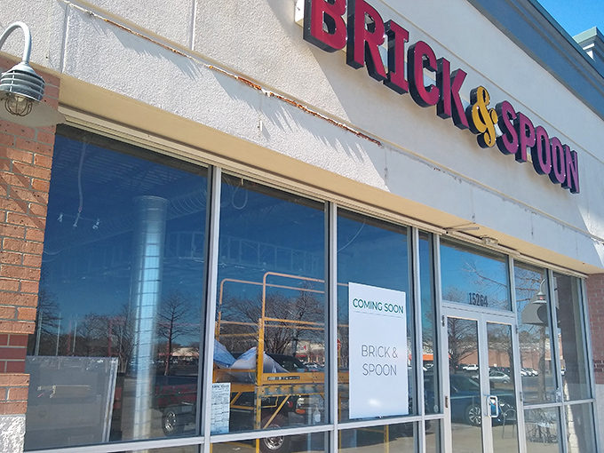 The unassuming storefront of Brick & Spoon might fool you, but those packed parking spaces tell the real story&mdash;breakfast treasures await inside.