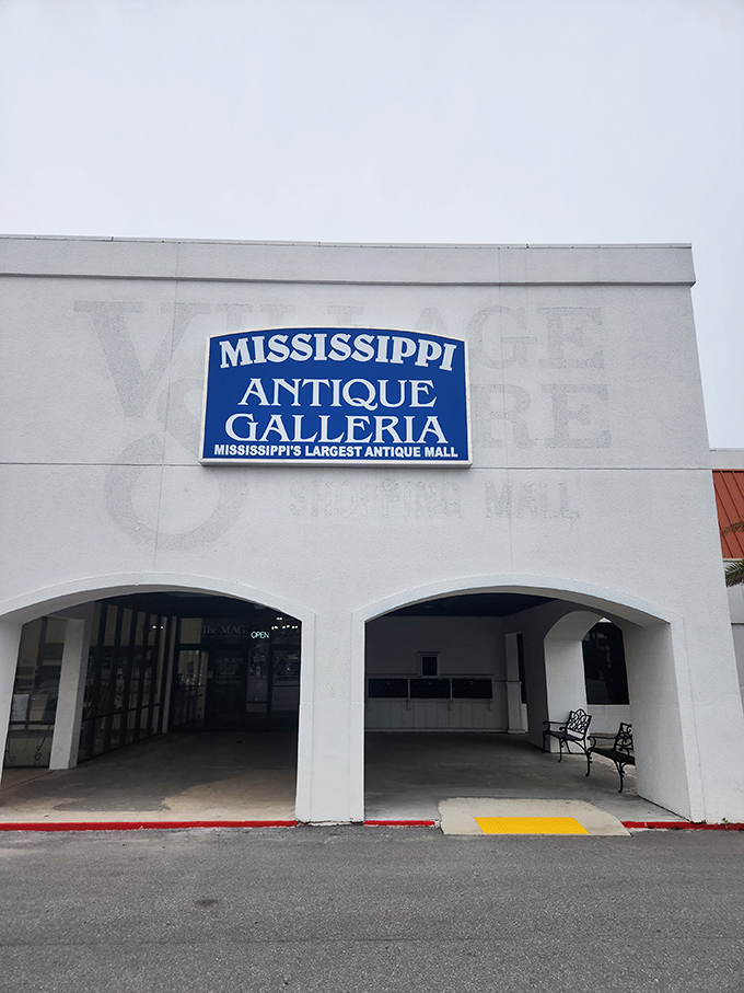 The classic car parked outside isn't just decoration&mdash;it's a time machine preview of the wonders waiting inside Mississippi Antique Galleria. 