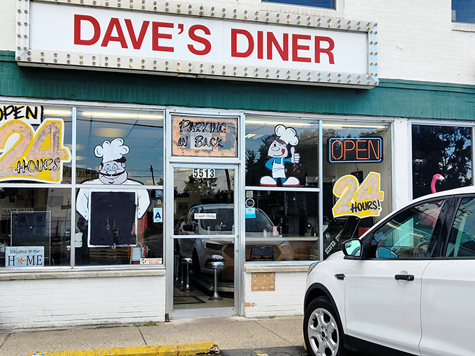 The classic illuminated sign beckons hungry travelers like a lighthouse for the breakfast-obsessed. Dave's Diner keeps it simple&mdash;no fancy fa&ccedil;ade needed when the food speaks volumes.