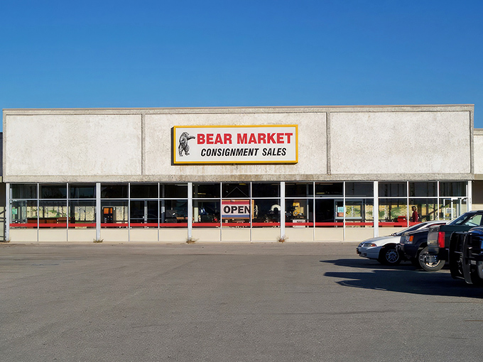 The unassuming storefront of Bear Market Consignment Sales belies the cavernous treasure cave waiting inside. One shopper's castoffs become another's newfound gems here. 