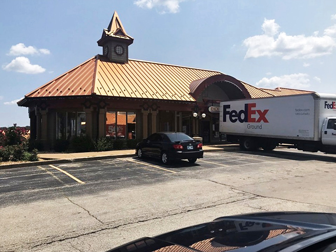 The distinctive copper-colored roofs and charming architectural details welcome shoppers to this Lake of the Ozarks retail paradise.