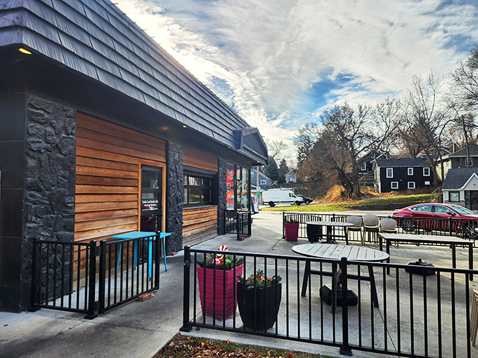 The neon glow of SCBC beckons breakfast enthusiasts like a pink lighthouse guiding hungry sailors to shore. Modern meets cozy in this distinctive Omaha storefront.