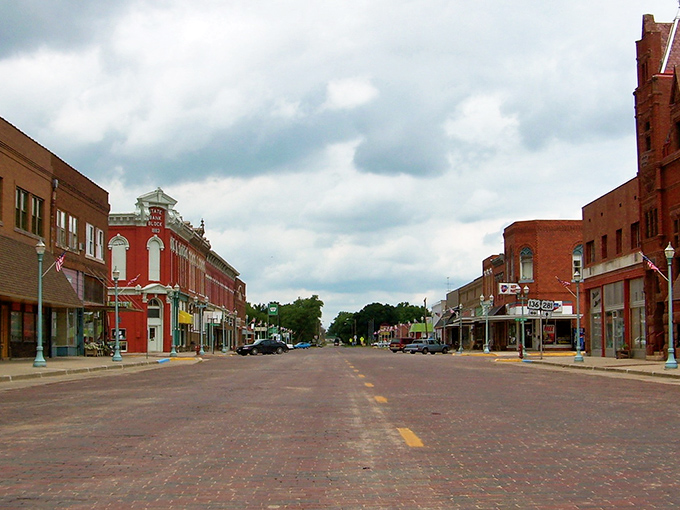 Webster Street stretches into the horizon like a living museum of Americana, where brick-paved streets whisper stories of a bygone era.