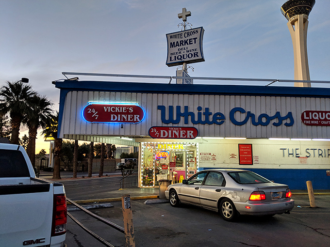 Welcome to Vickie's Diner, where the neon dreams of Vegas meet the comforting embrace of small-town America. This unassuming facade hides a treasure trove of culinary delights that would make even Elvis say, "Thank you, thank you very much!"