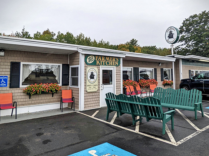 The unassuming exterior of The Farmer's Kitchen stands like a culinary lighthouse in Farmington, promising comfort food treasures within those shingled walls.