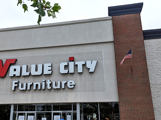 The iconic red "V" beckons furniture enthusiasts like a beacon of home design possibilities. Value City's Boardman location promises adventures in comfort ahead.