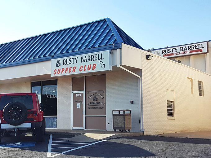 The unassuming exterior of Rusty Barrell Supper Club proves once again that culinary treasures often hide in plain sight. Oklahoma's carnivore paradise awaits behind that modest door.