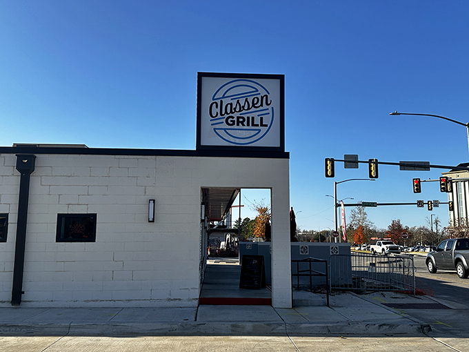 The unassuming white exterior of Classen Grill proves once again that the best breakfast spots often hide in plain sight, like culinary speakeasies waiting to be discovered.