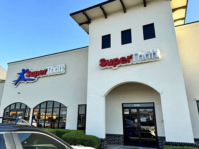 The pristine white exterior of Super Thrift beckons like a retail mirage in the Oklahoma sun, promising treasures that Macklemore only dreamed about. 