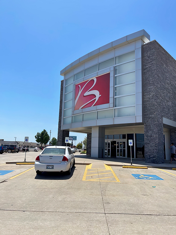 The iconic red "B" logo welcomes you like an old friend. This isn't just furniture shopping&mdash;it's the beginning of a home transformation adventure.
