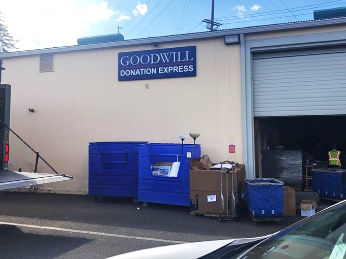 The unassuming exterior hides a treasure hunter's paradise within. Like finding a secret level in a video game, but with vintage sweaters instead of power-ups.