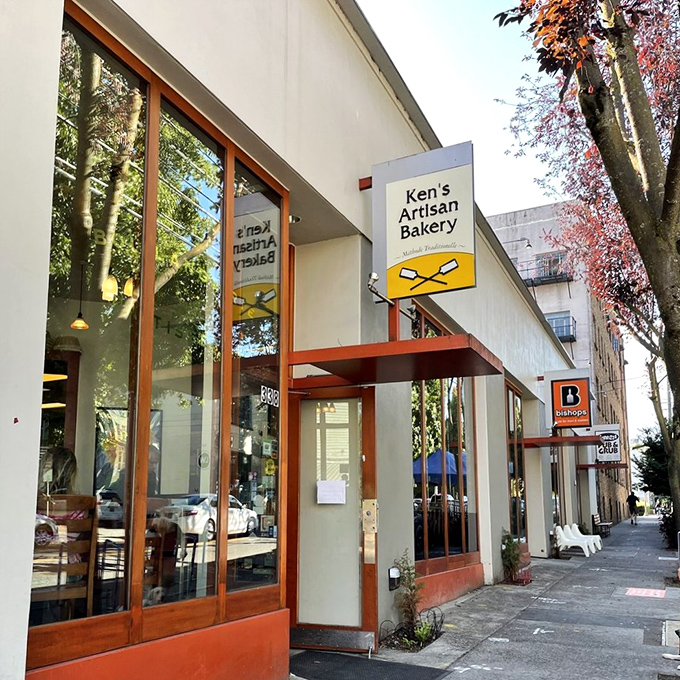 The unassuming exterior of Ken's Artisan Bakery hides Portland's bread paradise. Like finding a Michelin star in a strip mall, the yellow sign beckons carb enthusiasts daily. 