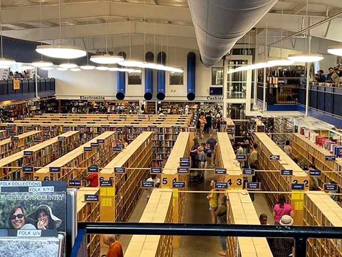 McKay's music section is a vinyl lover's paradise, where forgotten albums and hidden gems await discovery in meticulously organized rows. 