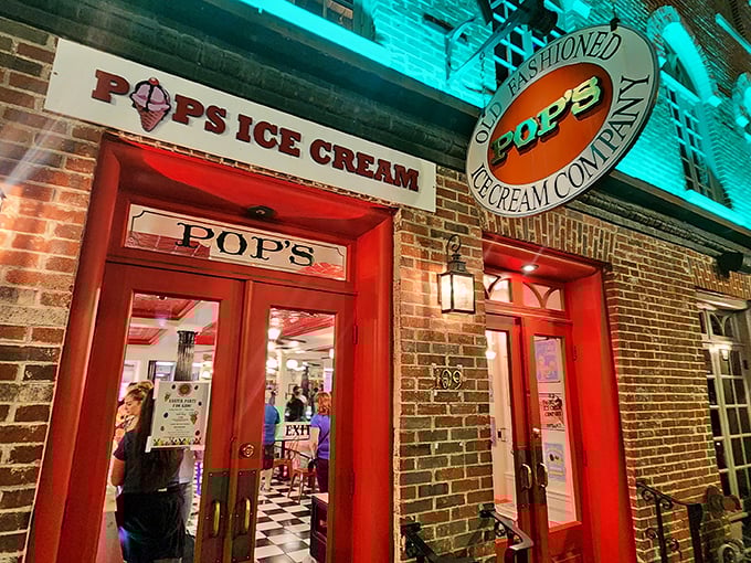 Those iconic red doors aren't just an entrance—they're a portal to ice cream paradise in the heart of historic Alexandria.