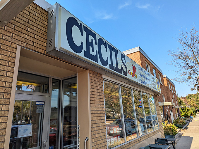 Welcome to Cecil's, where the neon sign promises delights and the brick facade holds decades of delicious secrets.