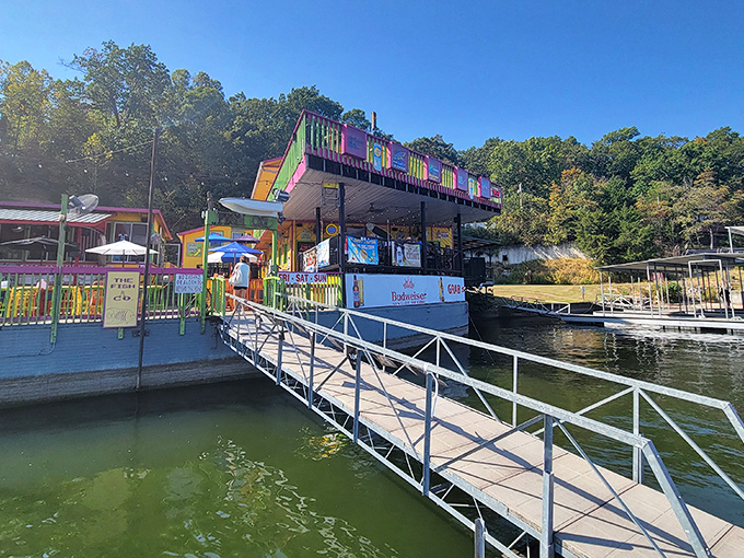 The Fish & Company announces itself with a color palette that would make Jimmy Buffett feel right at home. Lake life never looked so vibrant!