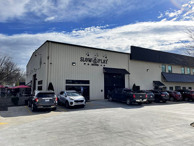 Unassuming on the outside, extraordinary on the inside&mdash;Slow Play Brewing's exterior promises craft beer excellence behind its industrial fa&ccedil;ade.