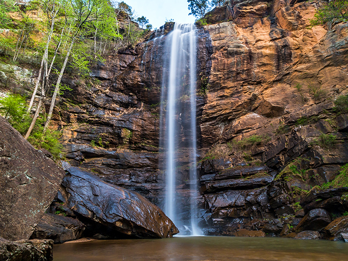 A wooden observation deck lets you get close enough to feel the misty spray, but far enough to avoid an unexpected wilderness shower.