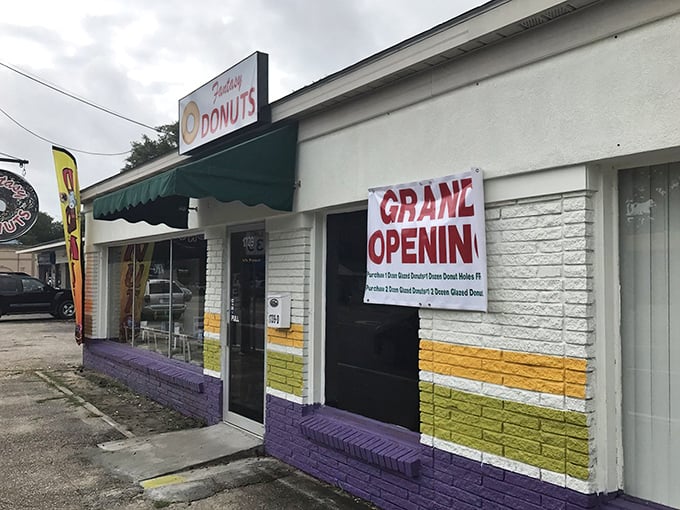 The unassuming exterior of Fantasy Donuts belies the culinary treasures within. Early birds line up before dawn for first dibs on freshly fried delights. 