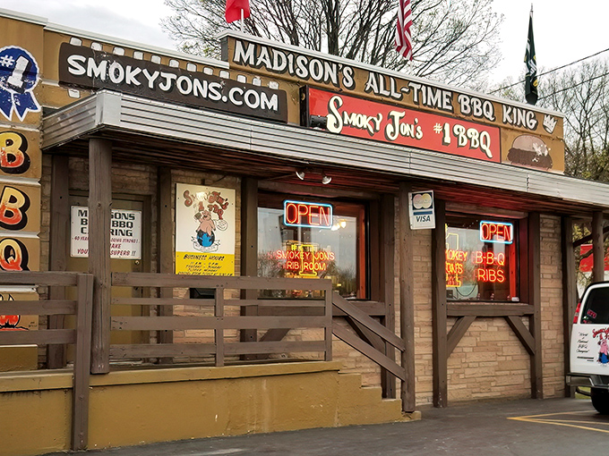 "Madison's All-Time BBQ King" isn't just bragging&mdash;it's a promise carved in smoke and sealed with sauce. The humble exterior belies the flavor explosion waiting inside.
