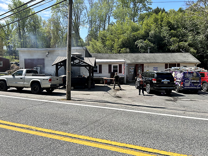 Jake's Grill in Cockeysville doesn't need fancy architecture to announce its greatness—the smoke wafting from that pit tells you everything you need to know.