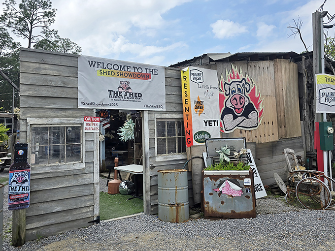Where rustic charm meets culinary magic. The Shed's exterior looks like it was assembled during a creative fever dream&mdash;and that's exactly its charm.