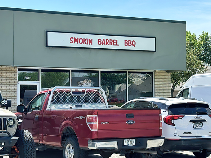 The unassuming storefront that houses barbecue greatness. Like finding a diamond in a strip mall, Smokin Barrel's exterior promises smoky treasures within.