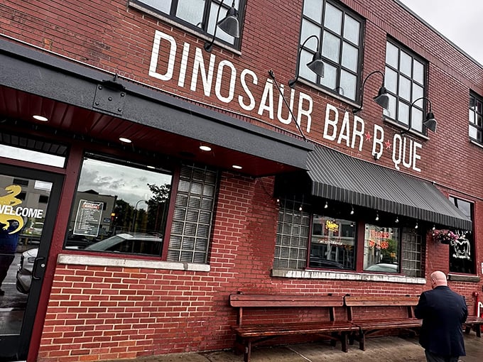 The brick-and-mortar manifestation of carnivorous dreams, Dinosaur Bar-B-Que's Syracuse location promises smoke-kissed delights behind its unpretentious exterior.