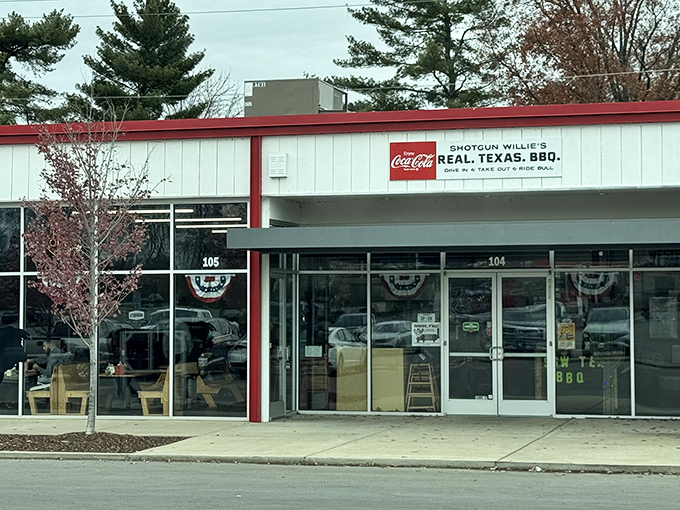 The iconic black cow sign stands guard outside this unassuming strip mall location, promising Texas-sized flavor inside.